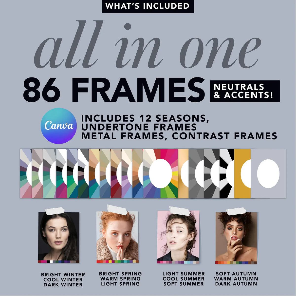 Color Analysis Face Frames Templates for Canva – True Colors Studio